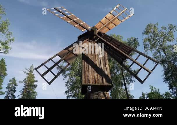 An ancient windmill on Seurasaari Island, an open-air museum of ...