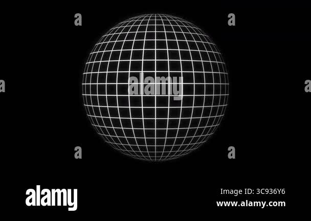 3D Rotating White Wireframe Sphere on Black Background, Futuristic Grid ...