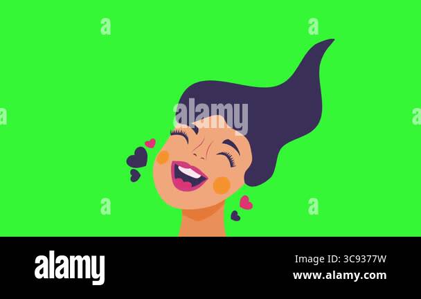 world laugh day with women laugh animation green screen video Stock ...