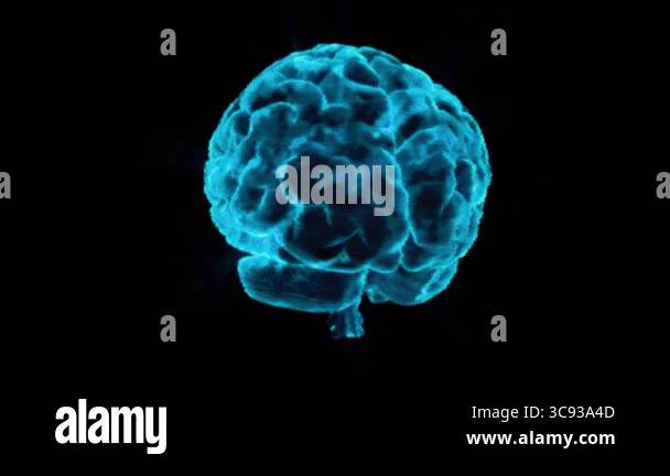 Holographic Blue Spinning Brain with Internal Light Pulses on Dark ...