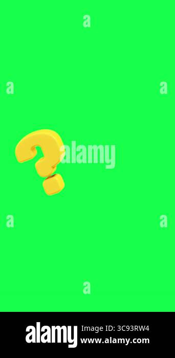 4K 3D animation of question mark symbols in bright yellow color on a ...