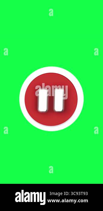 4K 3D animation of a pause button with a green screen background ...