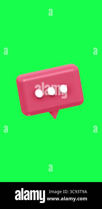 4K 3D animation of a bubble chat icon on a green screen background ...