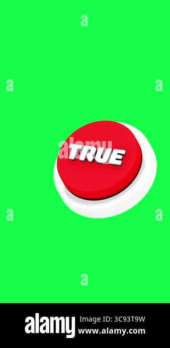 4K 3D animation of a true button on a green screen background, ideal ...