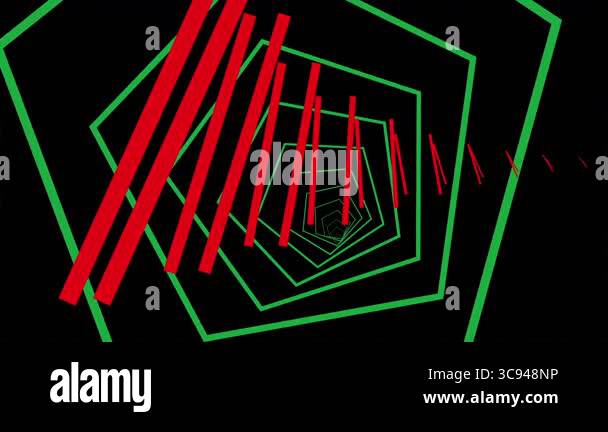 Red and green lines create a mesmerizing spiral effect, set against a ...