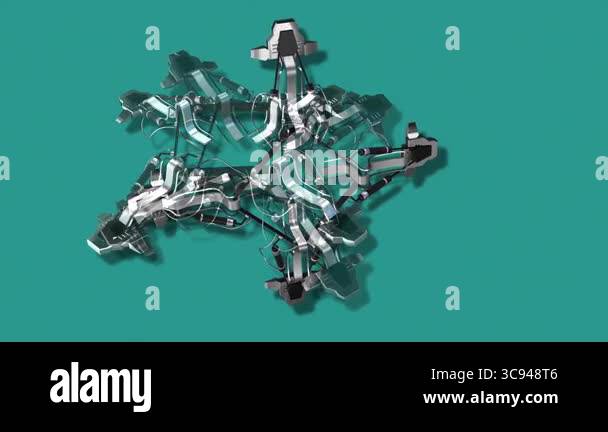 Rotating metallic star shape with motion blur effect on turquoise ...