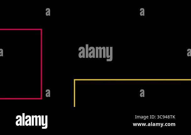 Colorful rectangle outlines expand and contract on a black background, creating a modern ...