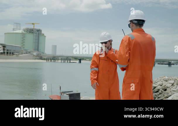 refinery petroleum professional worker, bay LNG tank leak inspection ...