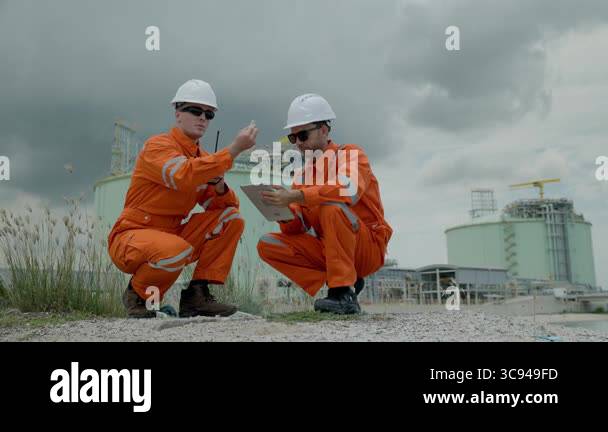 refinery petroleum professional worker, bay LNG tank leak inspection ...