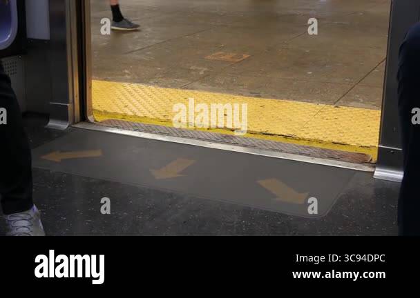 New York City subway train, inside metropolitan wagon. United States ...