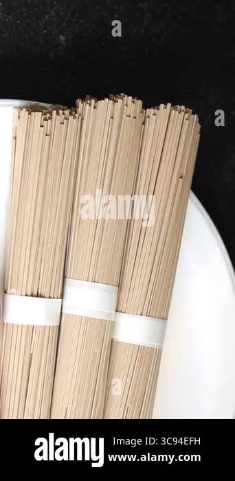 Soba buckwheat noodles raw pasta fresh dish food Asian cuisine on the ...