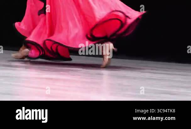 girl in a beautiful pink dress dancing standard in juniors in the ...