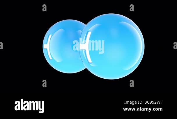 Hydrogen, H2 Molecule. 3D Rotating Animation, Seamless Loop. 3D ...