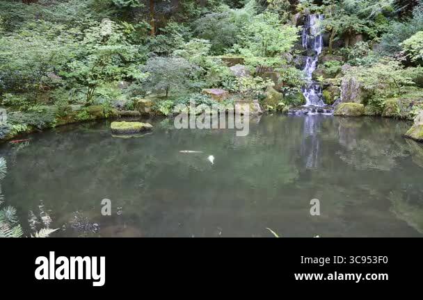 The pond and the falls - Heavenly Falls - Portland Japanese Garden ...