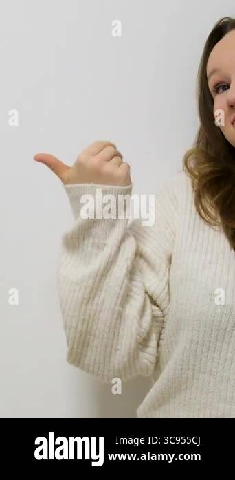 girl beckons with hand Beautiful businesswoman asks join her, beckons ...