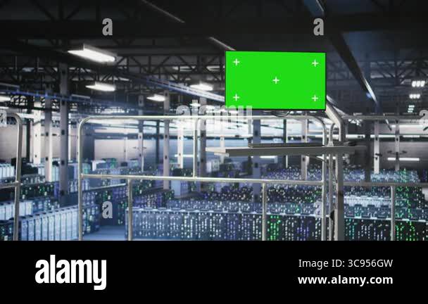 Industrial platform workstation in automated data center displaying deep learning code on green ...