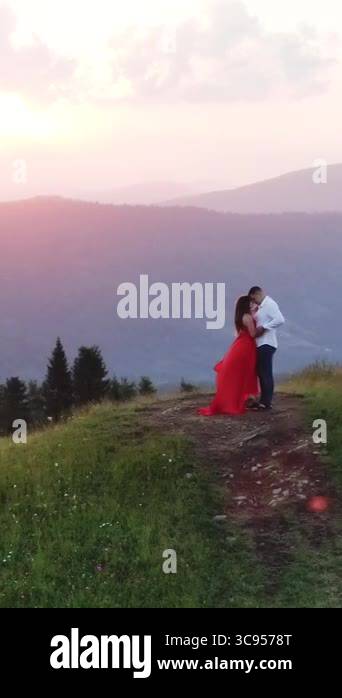 Vertical Video of Couple in love embrace and enjoy intimate moment ...
