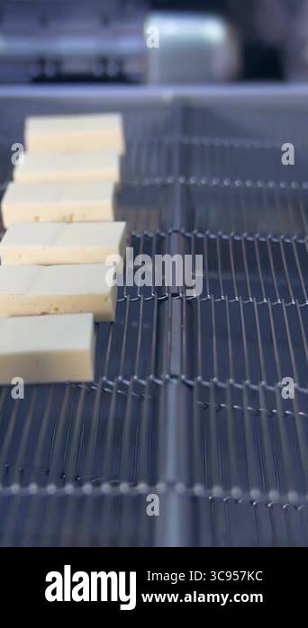 Tasty sweet candies on conveyor. Delicious factory making deserts ...