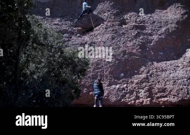 Friends going climbing in nature red rocks. High quality 4k footage ...