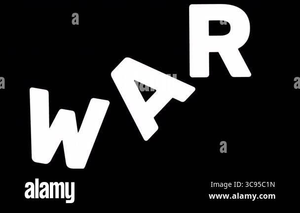 Animated War Text with Distortion Effects on Black Background Stock ...
