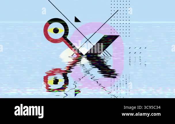 Abstract Geometric Shapes With Water Reflection and Glitch Effects ...