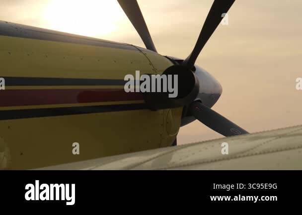 Propeller Silhouette at Sunset Aviation Close-Up. A striking close-up ...