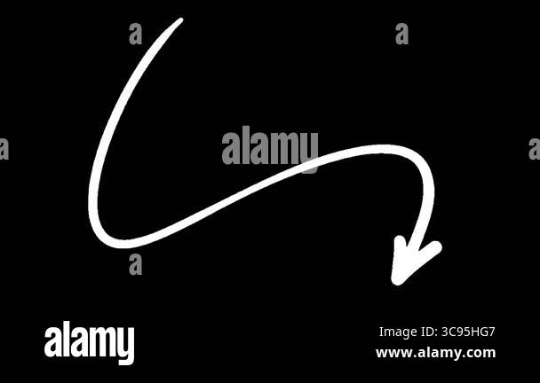 Hand Drawn Animated Arrow Design Element Looping on Black Background ...