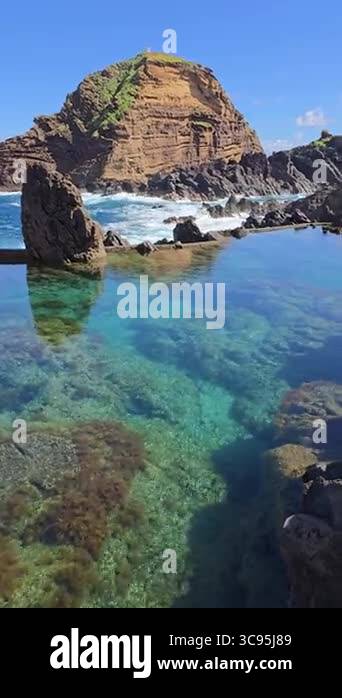 Porto Moniz natural lava pools on Madeira Island offer a stunning view ...