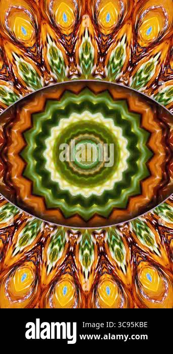 4K animation of a kaleidoscope in the shape of a hypnotic eye with ...
