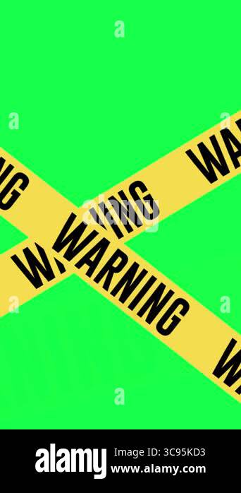 4K animation motion flat yellow warning line with green screen ...