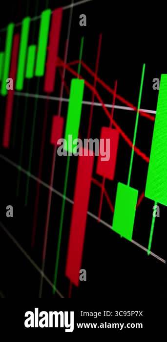 Stock market trading graph on macro shot movement LED screen showing ...