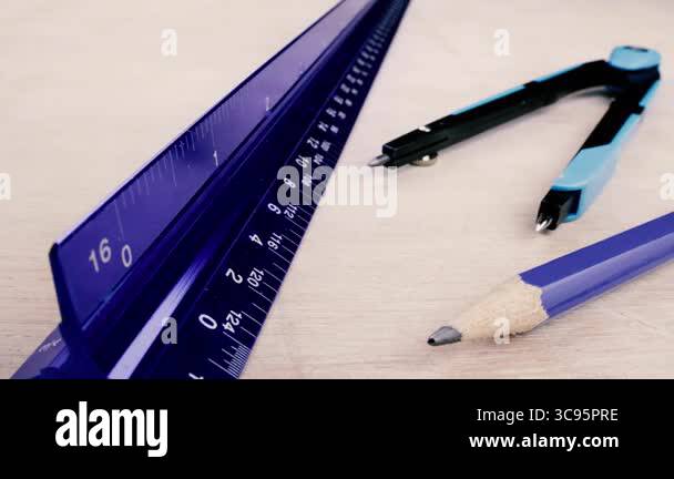 READY for drawing. Ruler, pencil, compass, divider. Ruler, pencil and ...