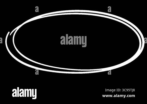 Simple looping animation of white oval shape being drawn on a black ...