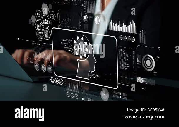 Abstract digital concept of artificial intelligence with modern ...