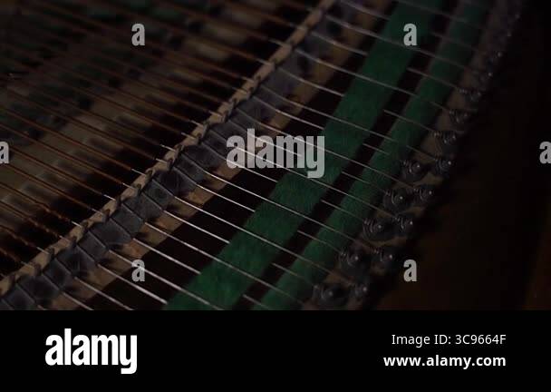 Old piano strings close up. Stringed musical instrument, sound, tuning ...