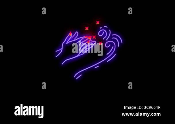 Captivating Neon Animation of Hands Creating Magical Sparks in the Dark ...