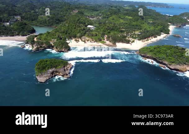 High Altitude Drone Flight from Sea to Island and Tropical Shore East ...