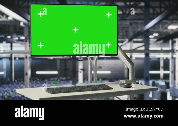 Server hub green screen computer monitoring systems processing deep learning datasets for AI ...