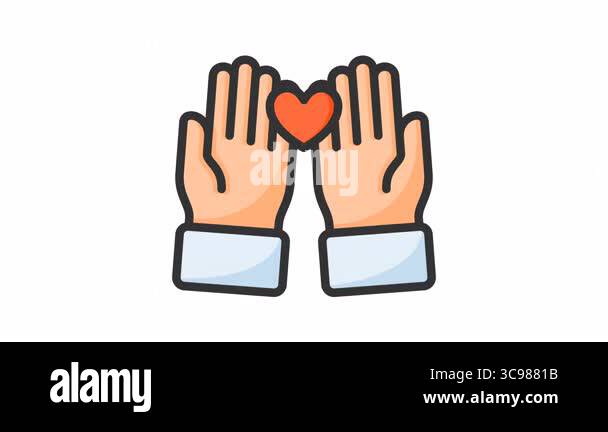 Animated praying with hand and heart sign symbol. Suitable for hajj ...