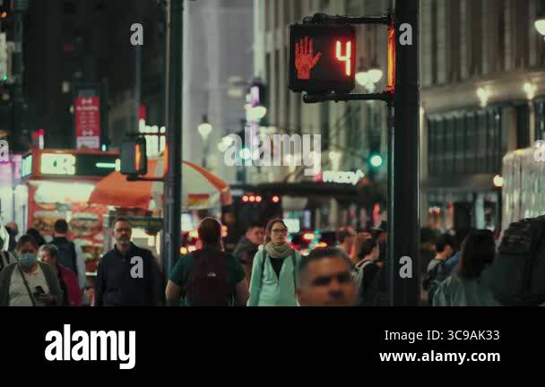 NEW YORK CITY, USAOCT 14, 2022: Urban city street view at night Stock Video Footage - Alamy