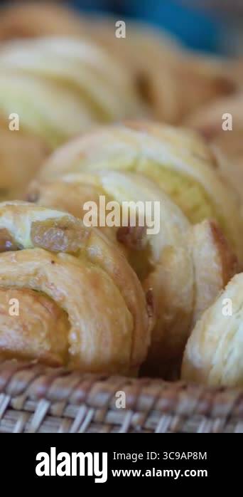 Luxury hotel breakfast buffet or bakery market with fresh baked bread ...