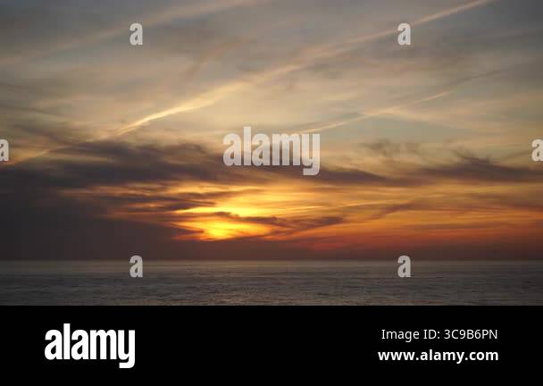 Seascape at evening, sunset over sea water. Night is falling. Nature ...