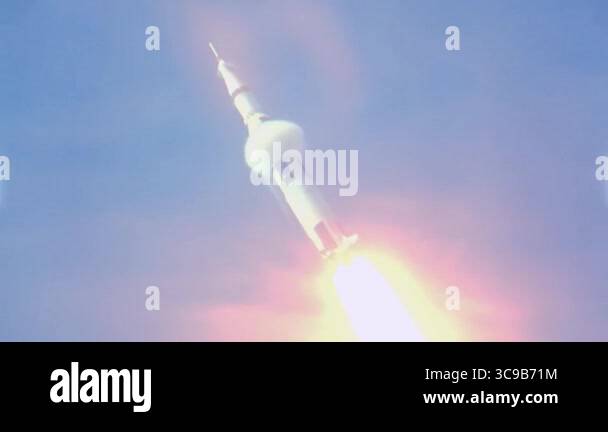 The Saturn V rocket flying towards the moon Stock Video Footage - Alamy