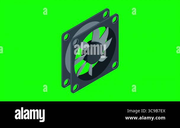 Isometric computer fan animation. Computer fan cooler. Isometric of PC ...