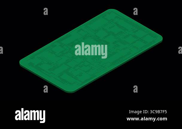 Isometric electronic board animation with USA flag. Isometric printed ...