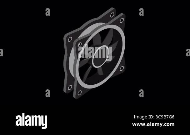 Isometric computer fan animation. Computer fan cooler. Isometric of PC ...