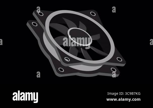 Isometric computer fan animation. Computer fan cooler. Isometric of PC ...