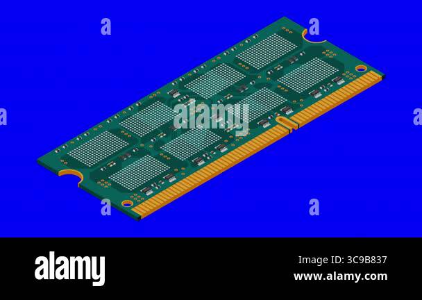 Isometric random access memory animation. RAM memory realistic 3d isometric. Computer hardware ...