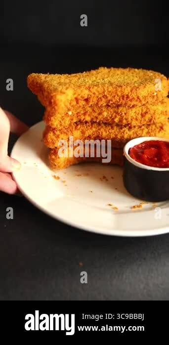 Fish sticks fishs shaped breaded fish nuggets fast food fresh delicious ...