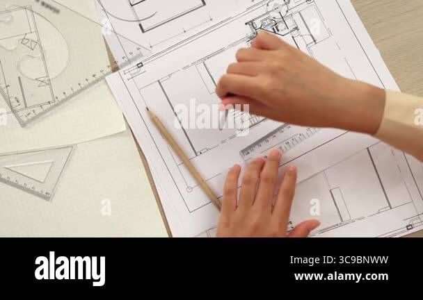 Video of clever architect or smart engineer using measurement tool and ...